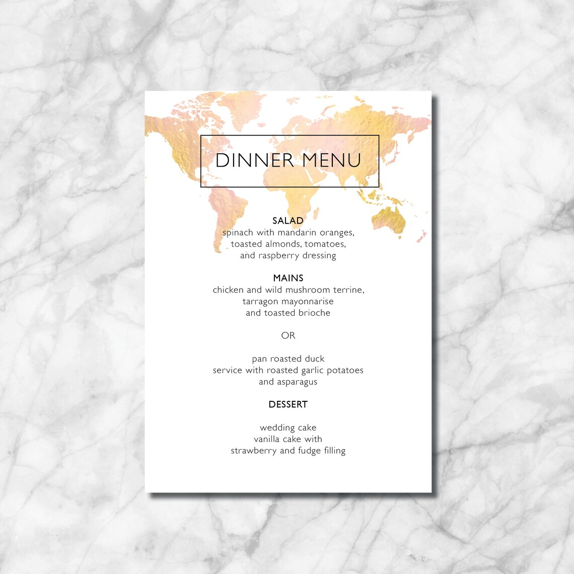 World Map Menu Travel Themed Weddings Template Wedding Day | Etsy