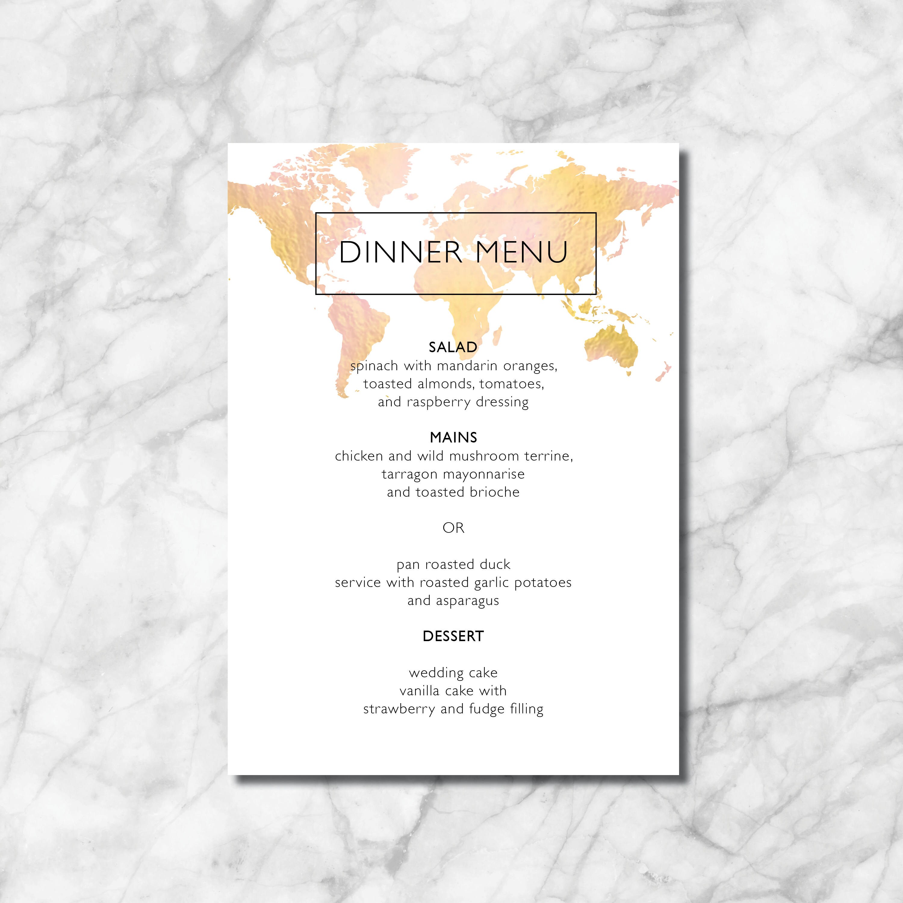 World Map Menu - Travel Themed Weddings Template - Wedding Day ...