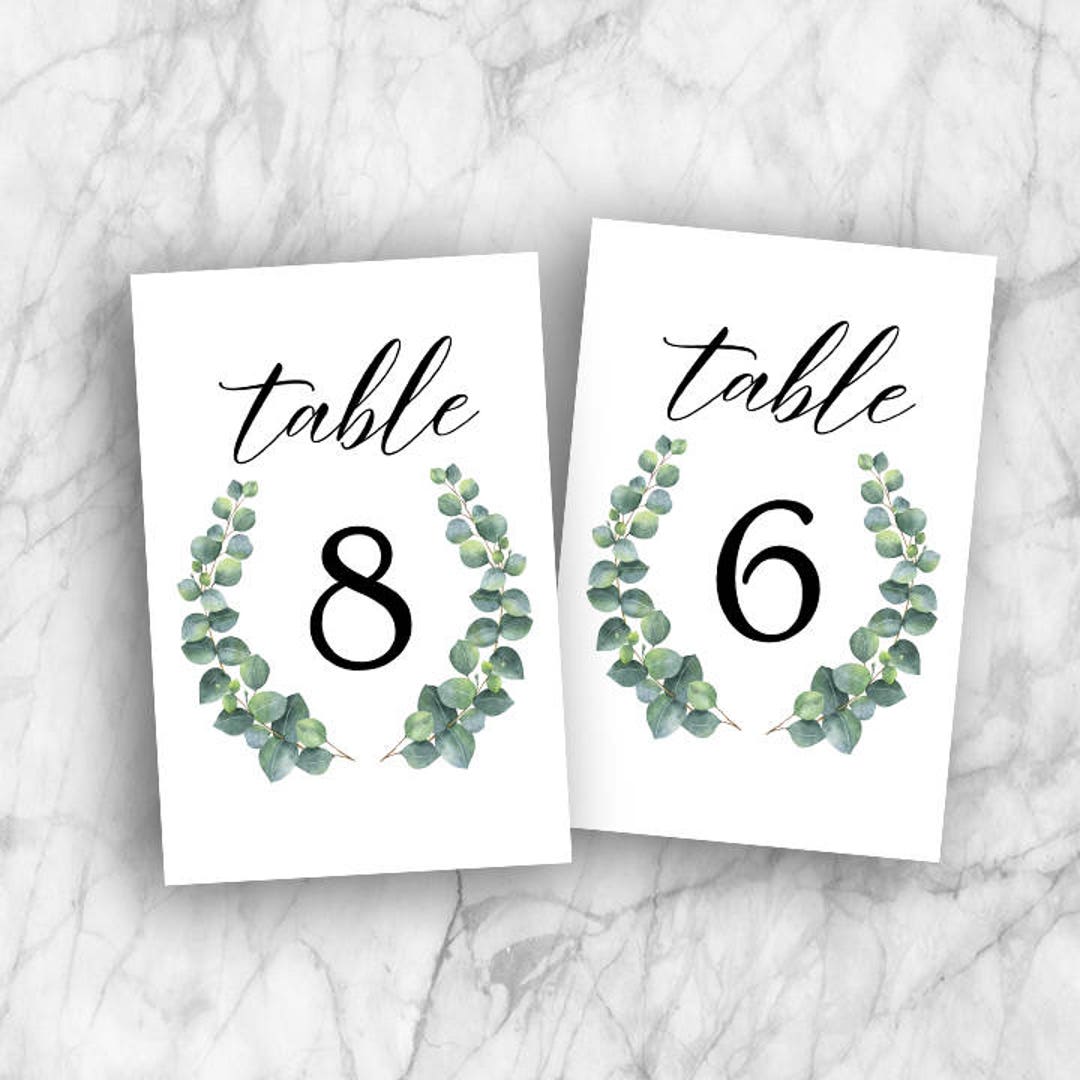 Eucalyptus Table Numbers - Instant Download, Edit and Print - as Many ...