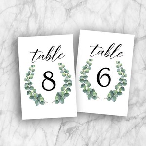 Eucalyptus Table Numbers - Instant Download, Edit and Print - as Many ...