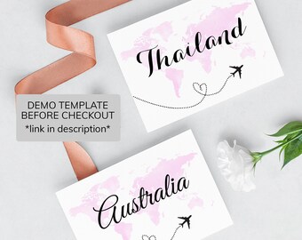 Travel Theme Custom Printable Wedding Table Numbers Cities | Etsy