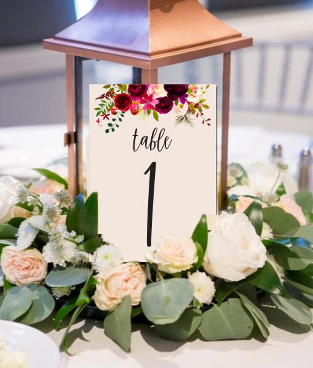 Floral Wedding Table Numbers - Table Number Instant Download File ...