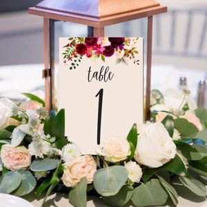 Floral Wedding Table Numbers - Table Number Instant Download File ...