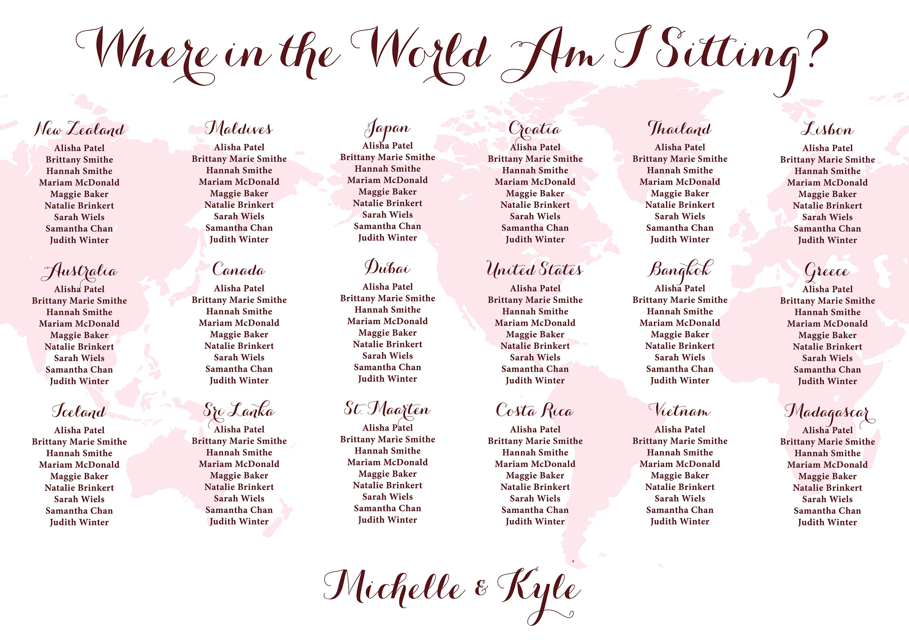 Where in the World Am I Sitting Custom World Map Seating - Etsy Canada