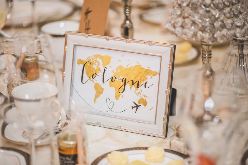Travel Theme Custom Printable Wedding Table Numbers, Cities, Countries ...