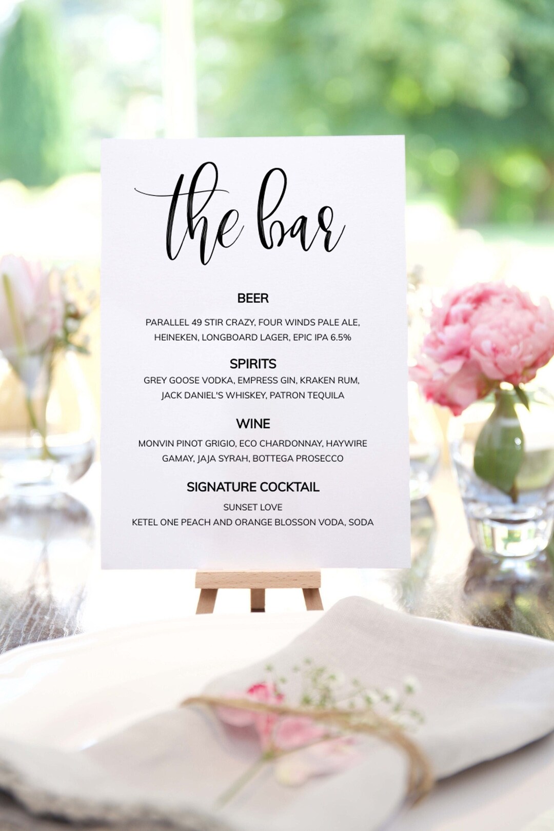 Bar Menu Template - Instant Download Customize Bar Sign, Wedding and ...