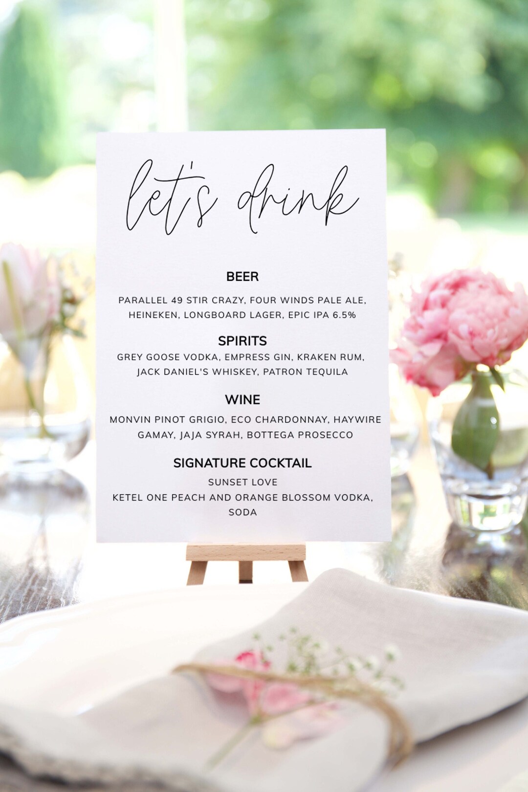 Drinks Bar Menu Template - Instant Download Customize Bar Sign, Wedding ...