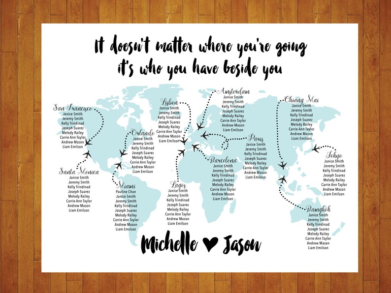 Custom World Map Seating Chart Printable Digital Personalized - Etsy UK