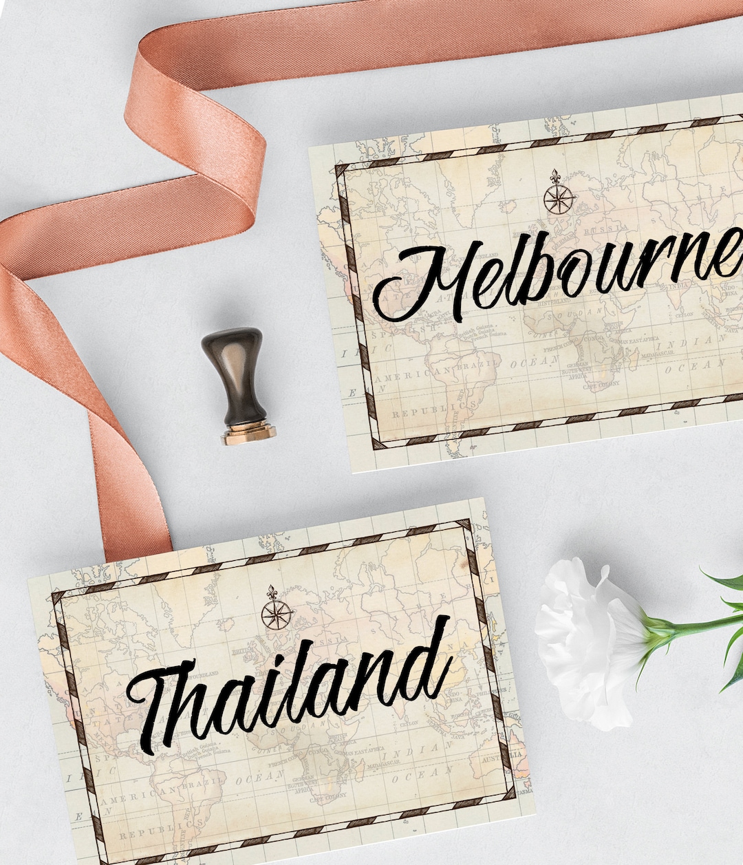 Travel Theme Vintage World Map Table Numbers - Custom Printable Table ...