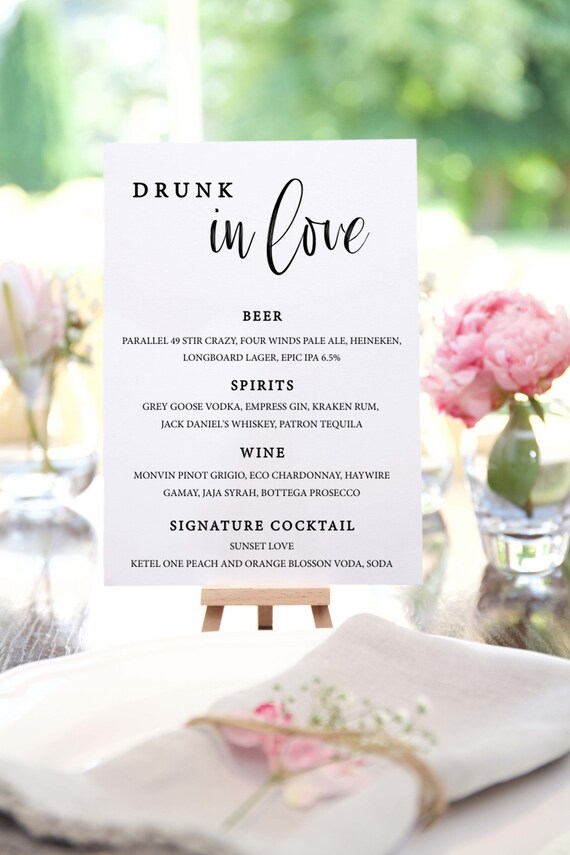 Drunk in Love Bar Menu Template Instant Download Customize - Etsy
