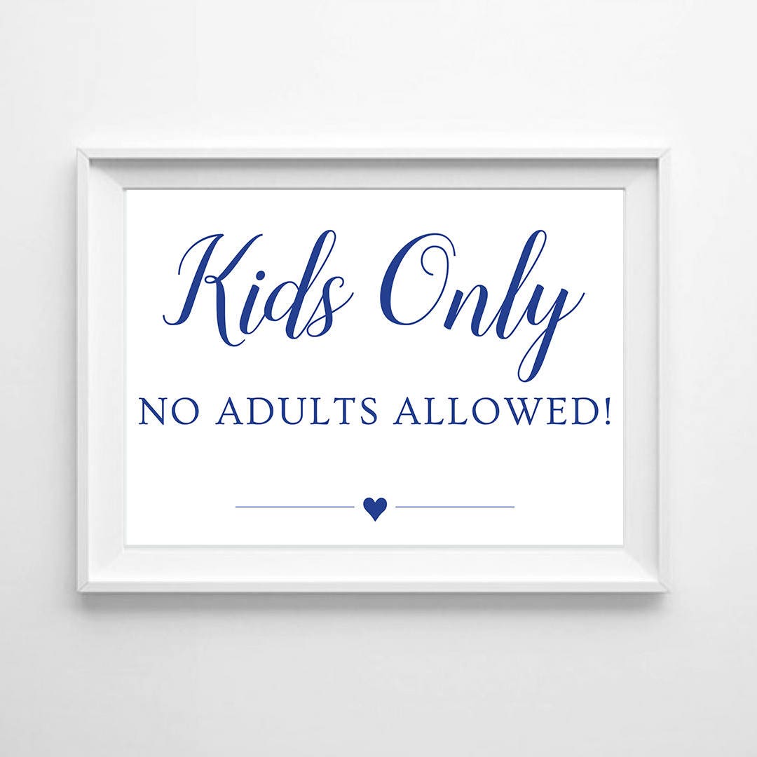 Kids Only Sign for Kids Table Event Printable Instantly Download and ...