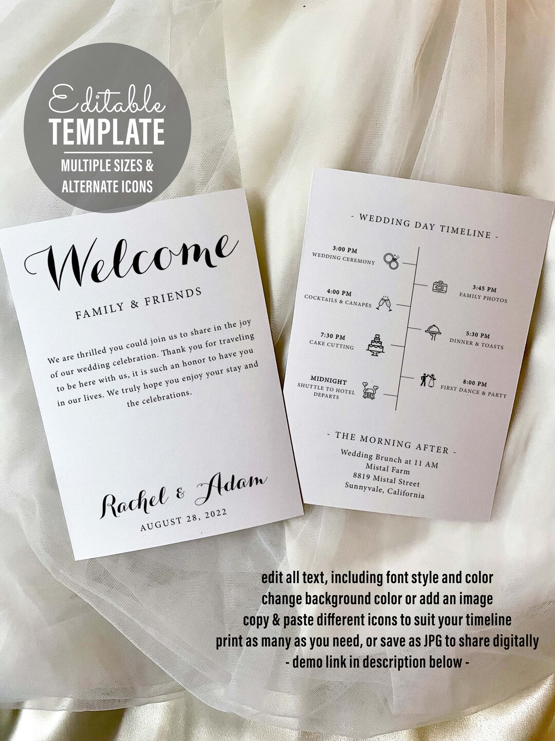 Welcome Timeline Letter Template - Wedding Order of Events - Order of ...