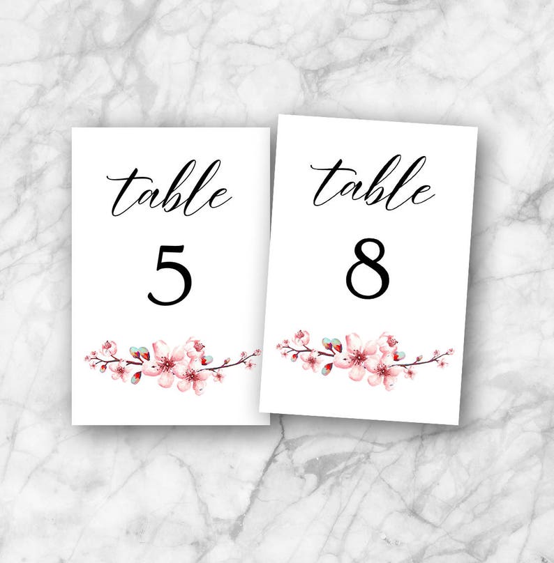Table Numbers Cherry Blossom Fillable Printable Table - Etsy