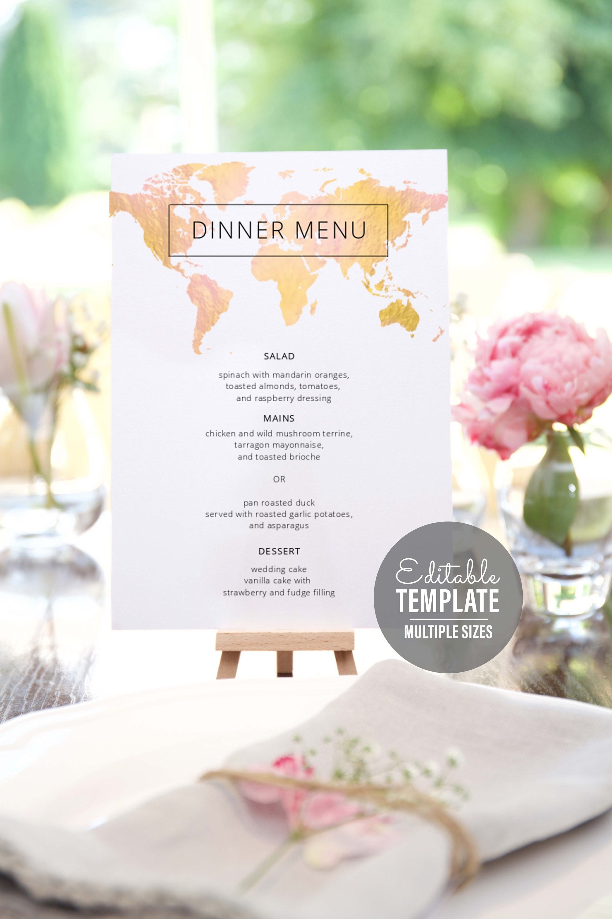 World Map Menu Travel Themed Weddings Template Wedding Day | Etsy