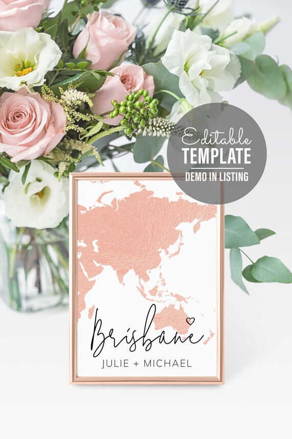 Travel Theme Table Sign Table Sign Template Watercolor Map - Etsy