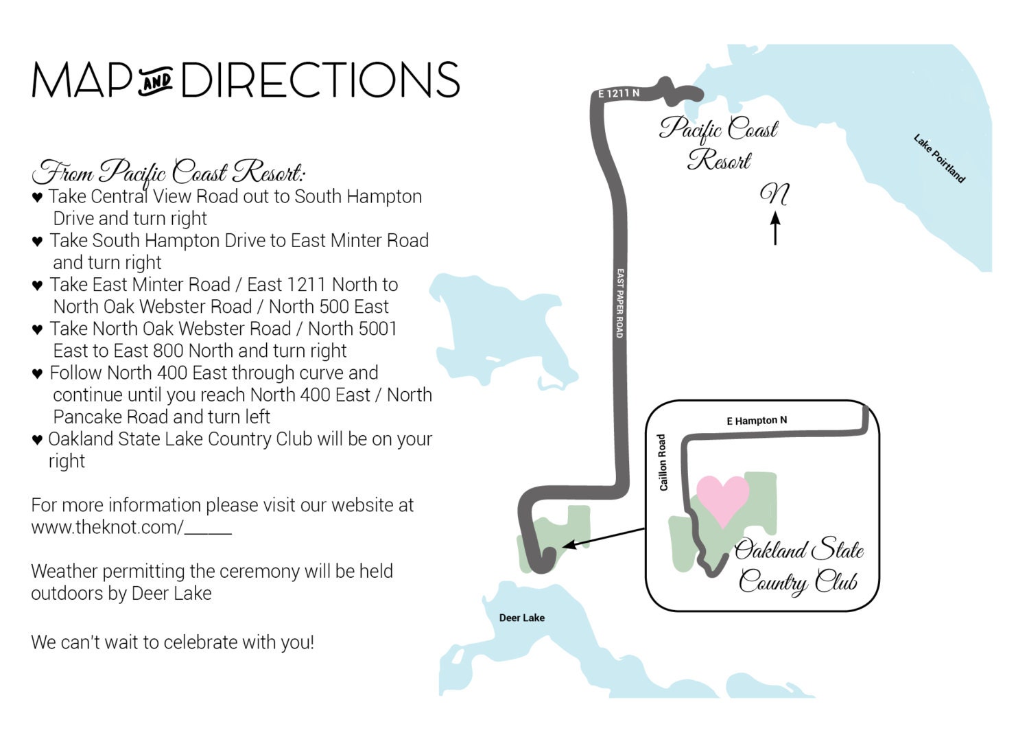 Custom Wedding Directions and Map Information Printable - Wedding Map ...