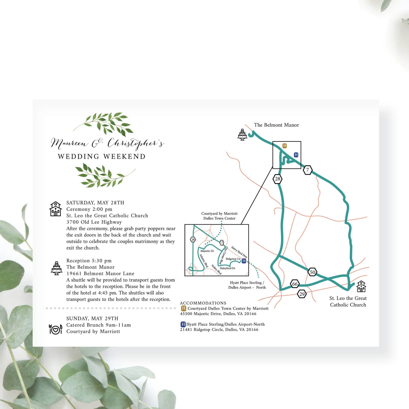 Custom Wedding Directions and Map Information Printable - Etsy