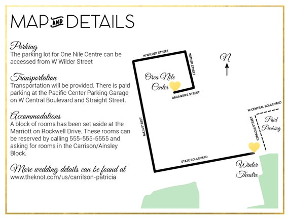 Custom Wedding Directions and Map Information Printable - Wedding ...