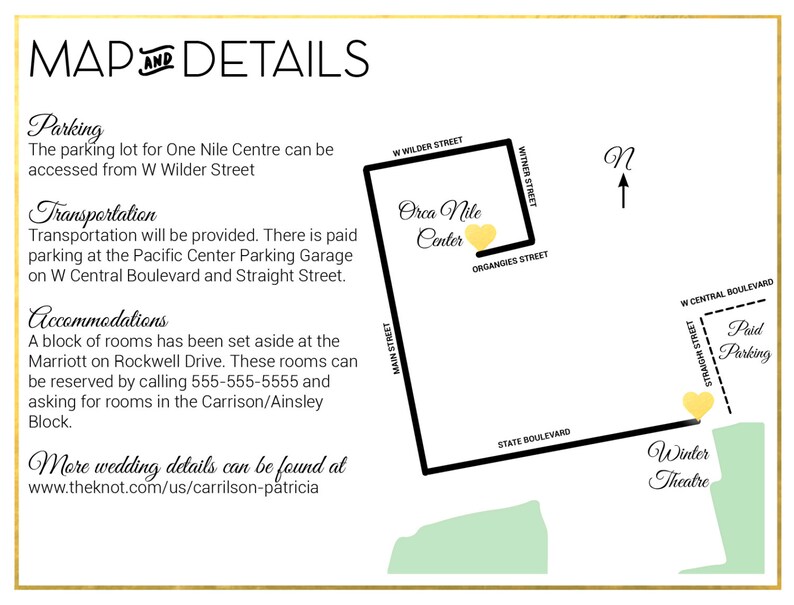 Custom Wedding Directions and Map Information Printable - Etsy