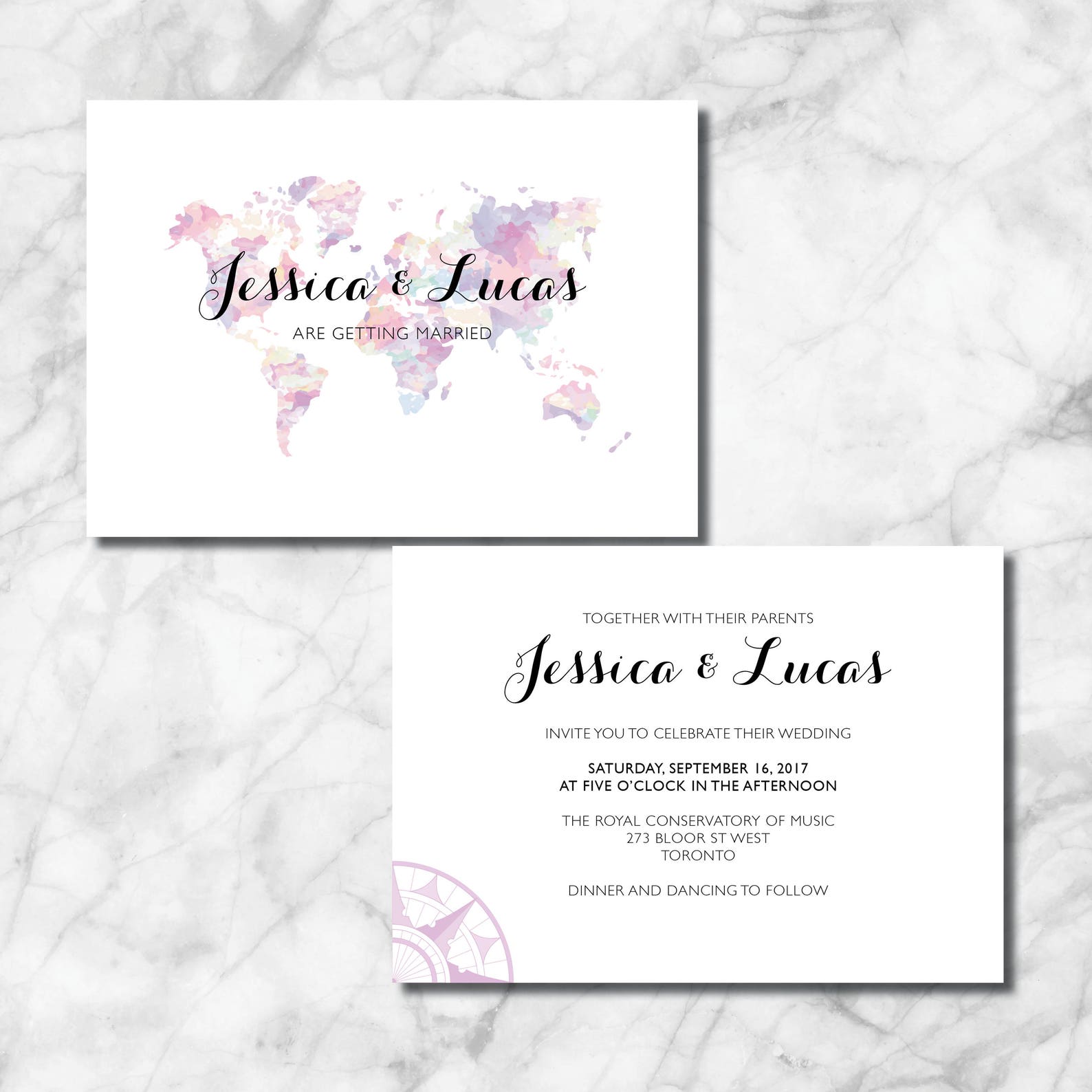 World Map Wedding Invitation for Your Travel Theme Wedding or - Etsy