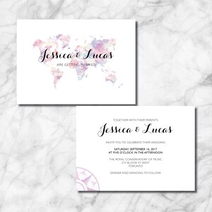 World Map Wedding Invitation for Your Travel Theme Wedding or Event ...