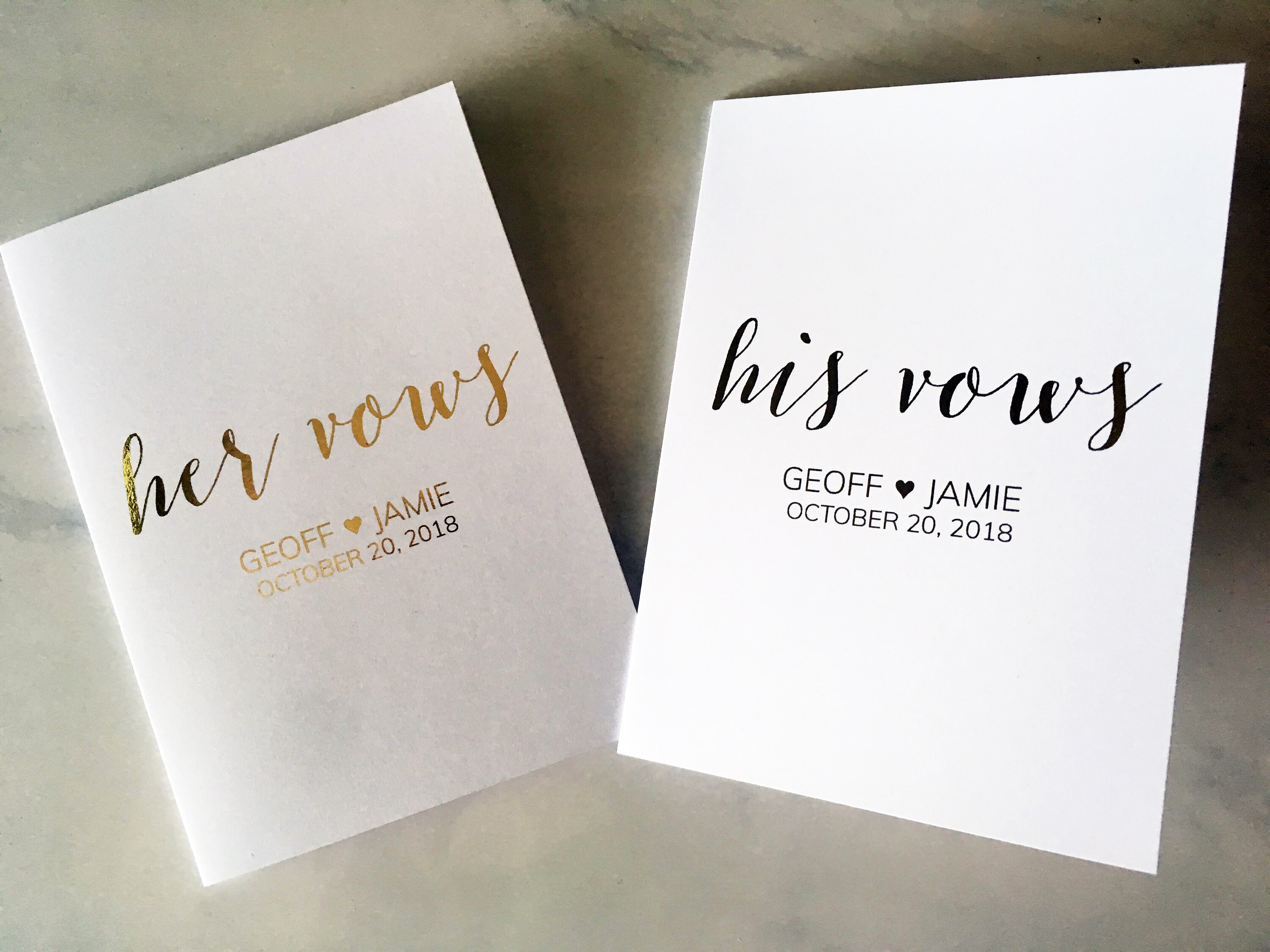 Set of 2 Vow Notebook His and Hers Vows Keepsake - Etsy Canada