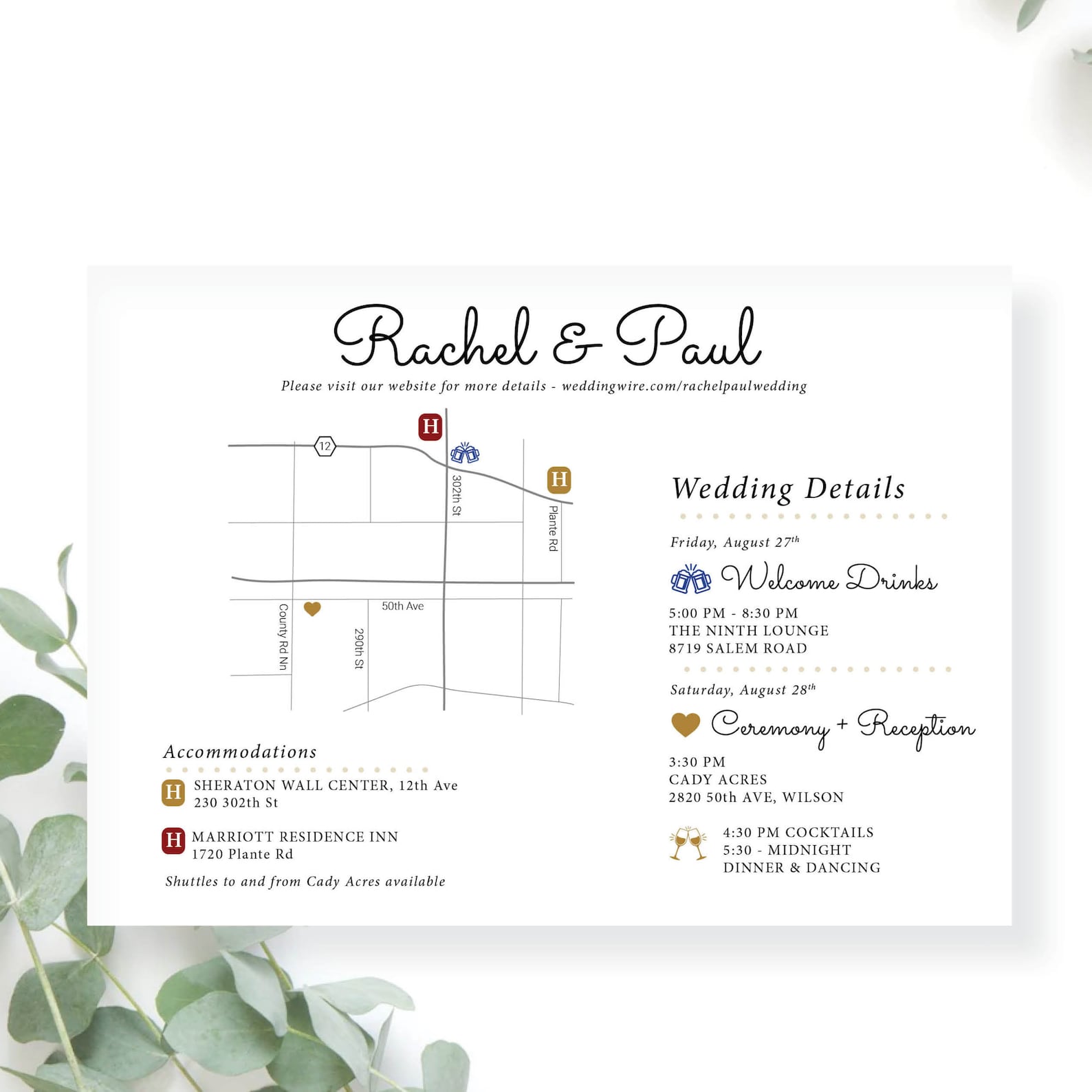 Custom Wedding Directions and Map Information Printable - Etsy