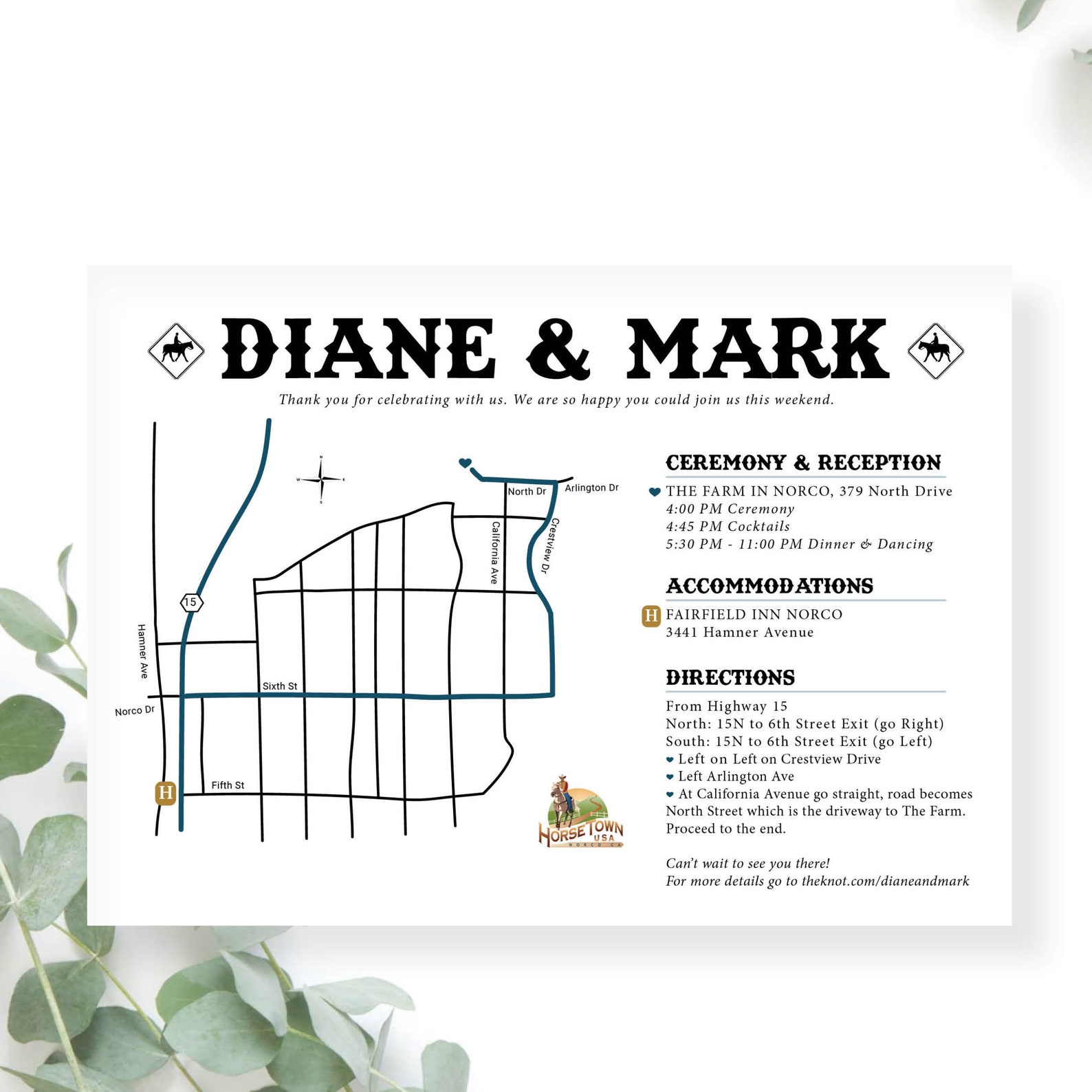 Custom Wedding Directions and Map Information Printable - Etsy