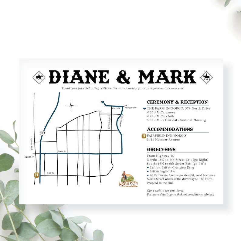 Custom Wedding Directions and Map Information Printable - Etsy