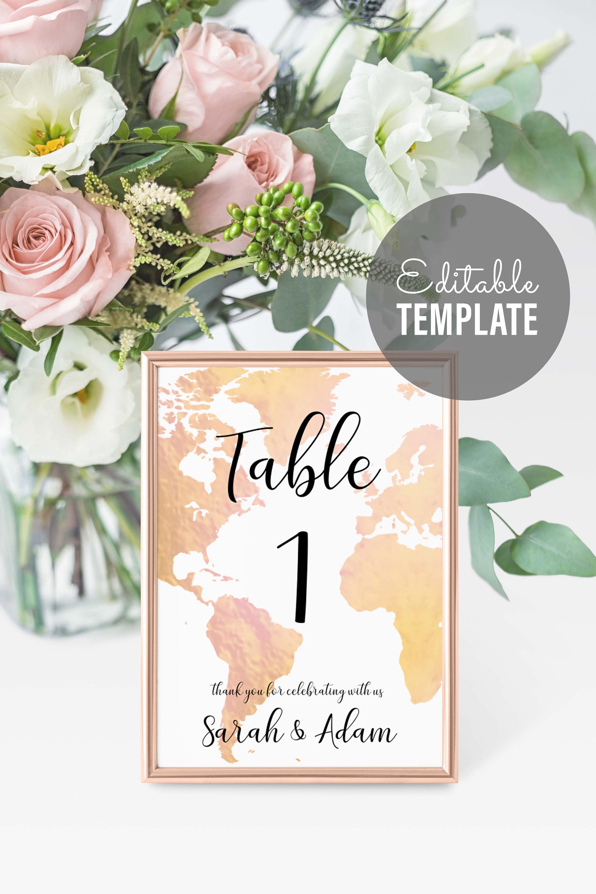 Travel Theme Table Sign Table Numbers Table Sign Template - Etsy