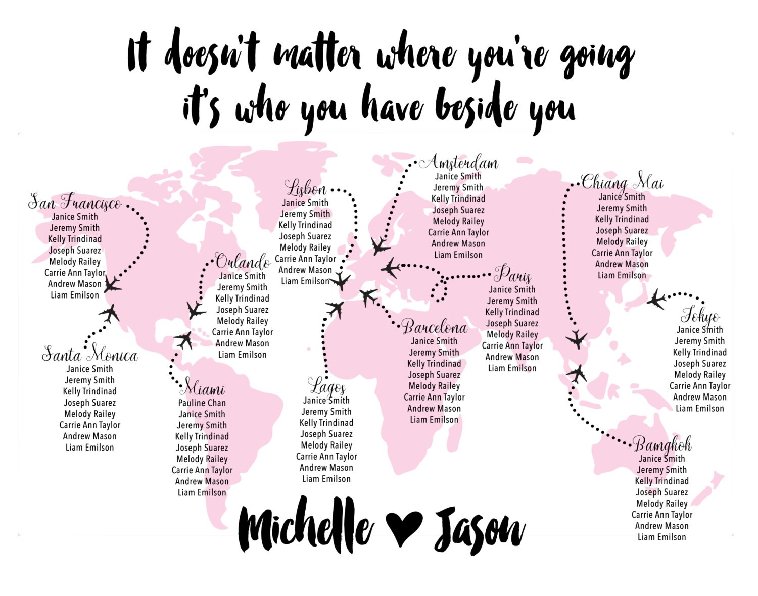 Custom World Map Seating Chart Printable Digital Personalized - Etsy UK