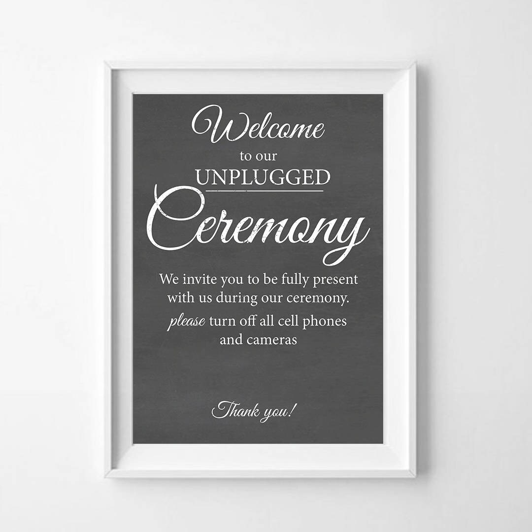 Unplugged Ceremony Chalkboard Printable Sign - Digital File, Instant ...