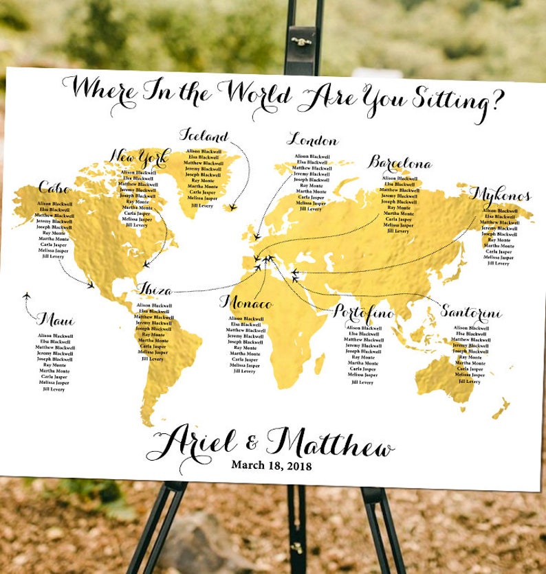 Custom World Map "where in the World?" Seating Chart - Printable ...