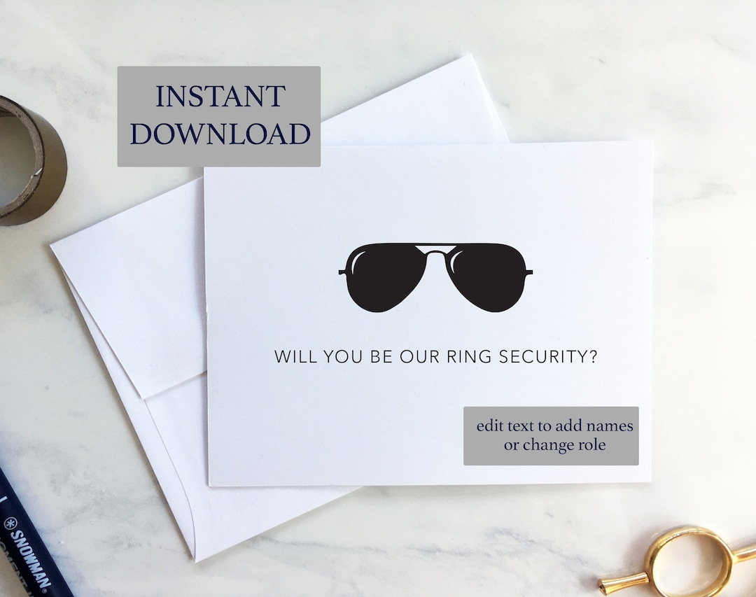 Ring Bearer Ring Security Card Will You Be Our Ring Security Digital ...