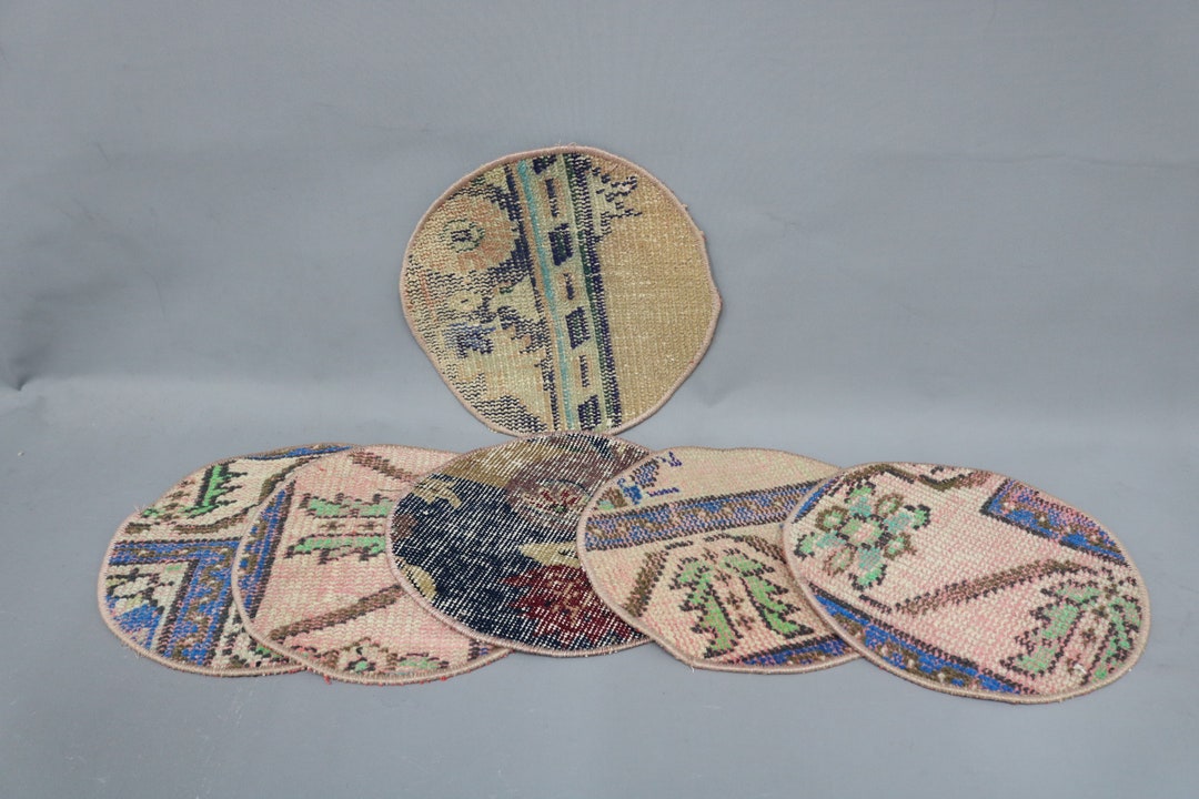 Set of Six, Table, Kitchen Decor, Beige Placemat, Rug Placemat, 12"x12 ...