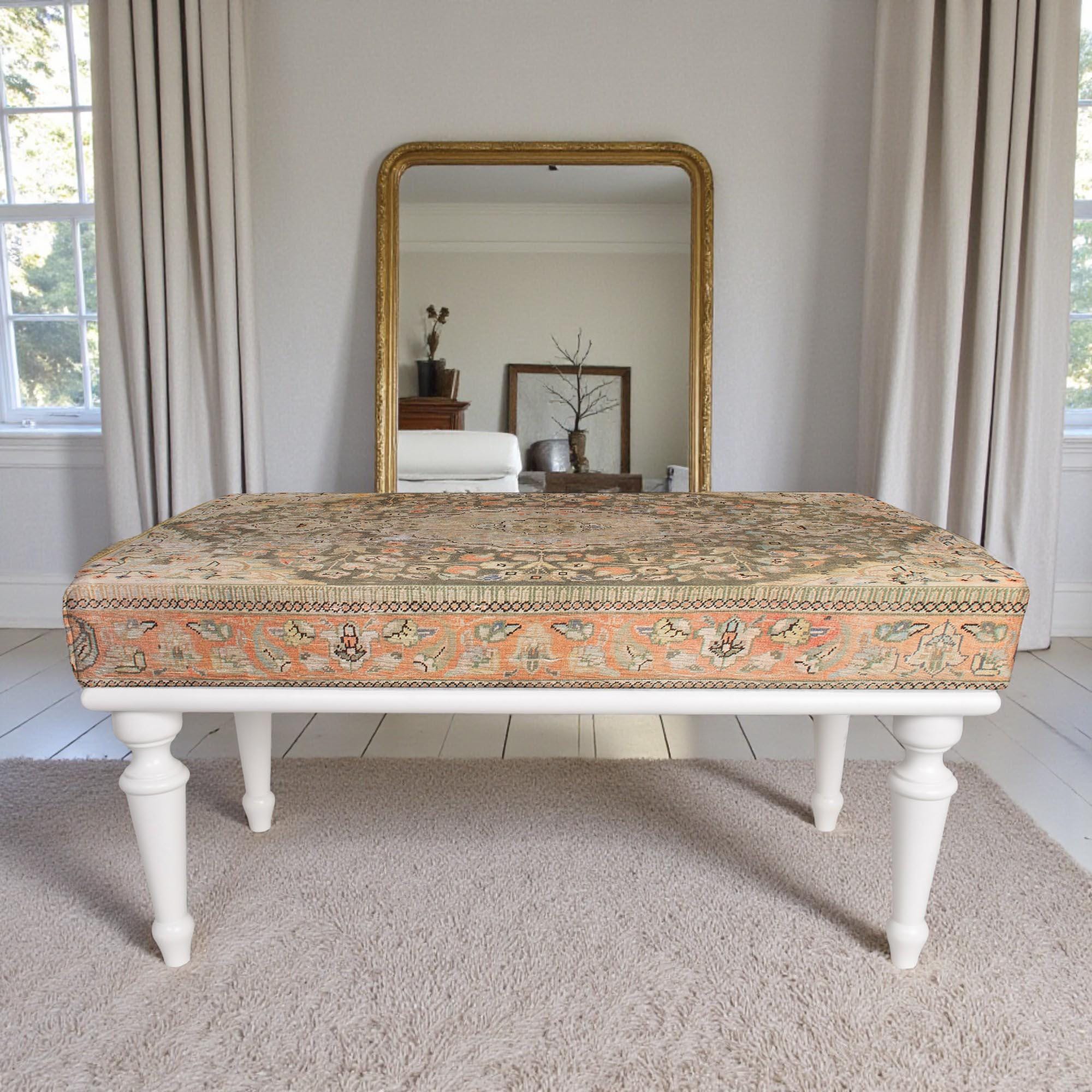 Persian Style Bench, Medallion Bench, Floral Pattern Bench, Mudroom ...
