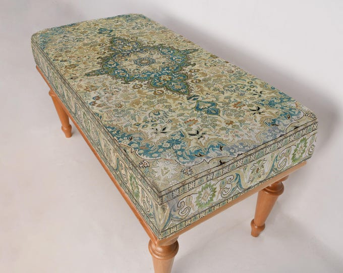 Turkish Rug Bench, Entryway Bench, Piano Bench, Bohemian Bench, Long ...