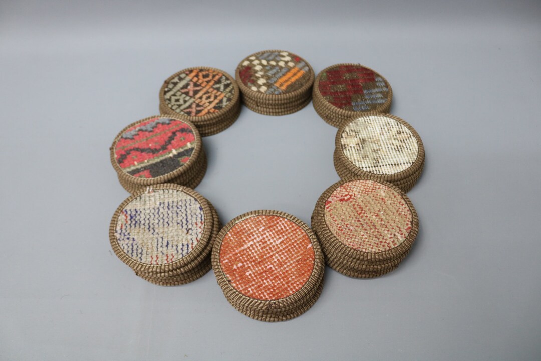 Woven Coaster, Ethnic Coaster Set, Wholesale Kilim Coaster, Washable ...