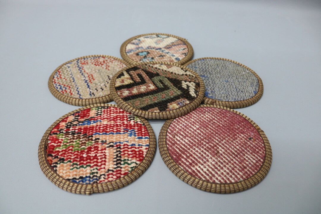 Kitchen Decor, Set of Six, Tea Pad, Red Pad, Rug Pad, Unique Coaster ...