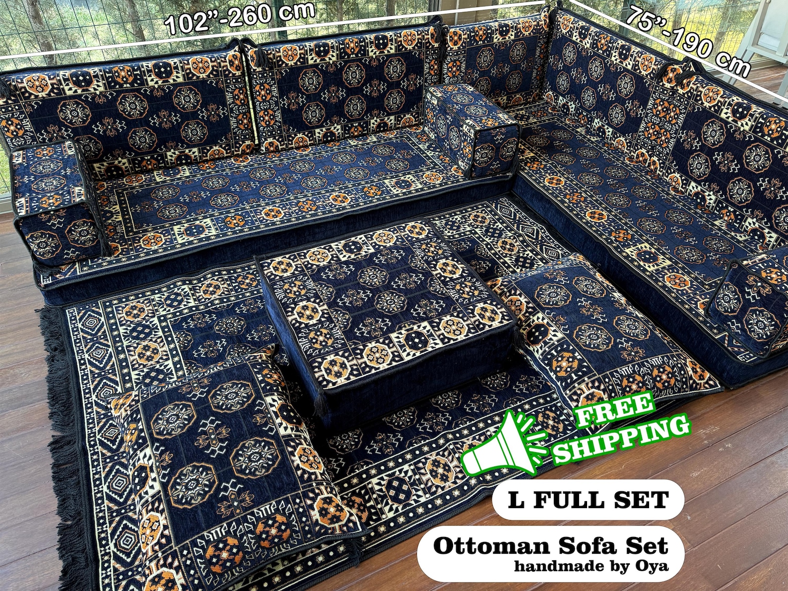 Trendy Floor Cushion Set, Turkish Sofa Set, Ethnic Home Decor Seating ...