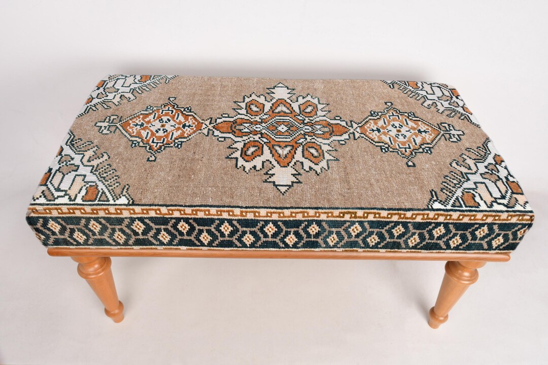Ottoman Bench, Upholstered Bench, Turkish Rug Bench, Kilim Bench, Home ...