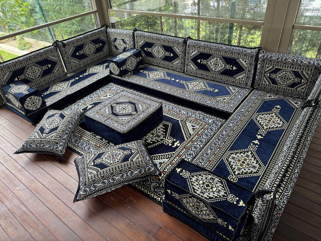 Ottoman Floor Seating, Traditional Floor Sofa, U-shaped Floor Cushion ...