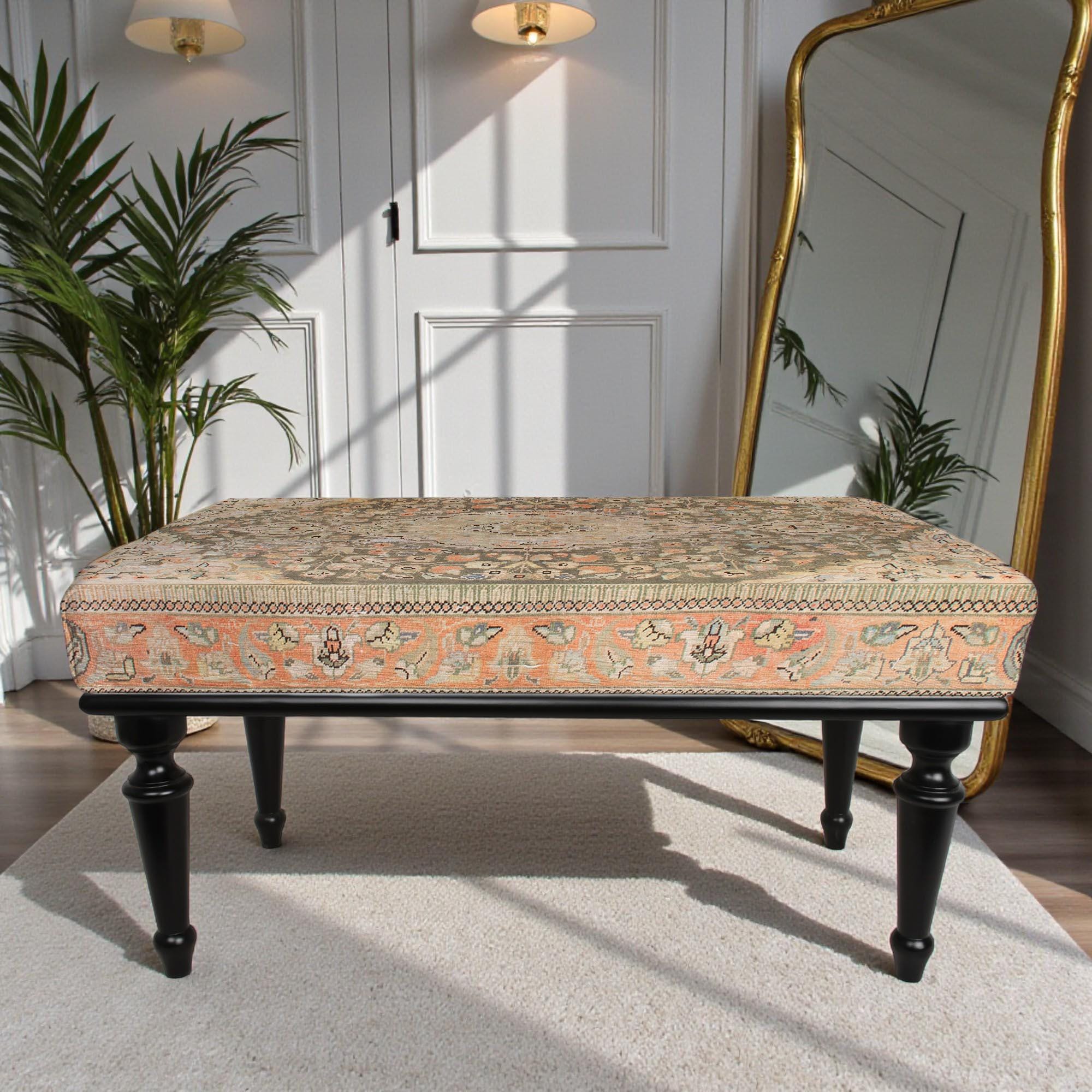 Persian Style Bench, Medallion Bench, Floral Pattern Bench, Mudroom ...