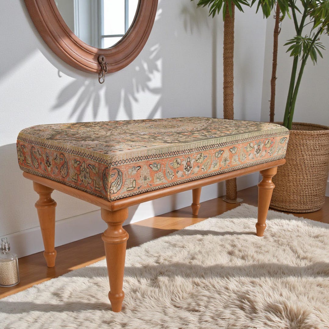 Persian Style Bench, Medallion Bench, Floral Pattern Bench, Mudroom ...