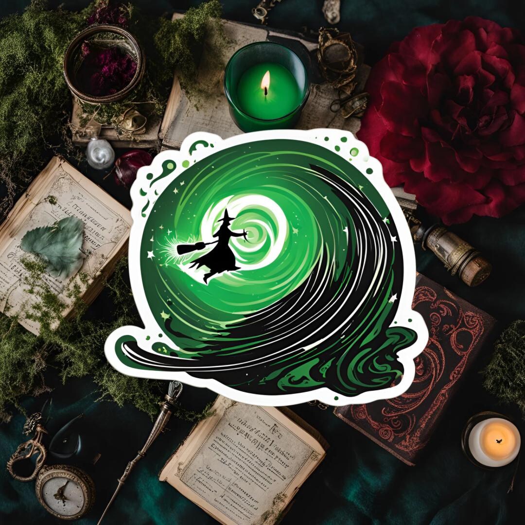 Wicked Portal Sticker Swirling Green and Black With Flying Witch ...