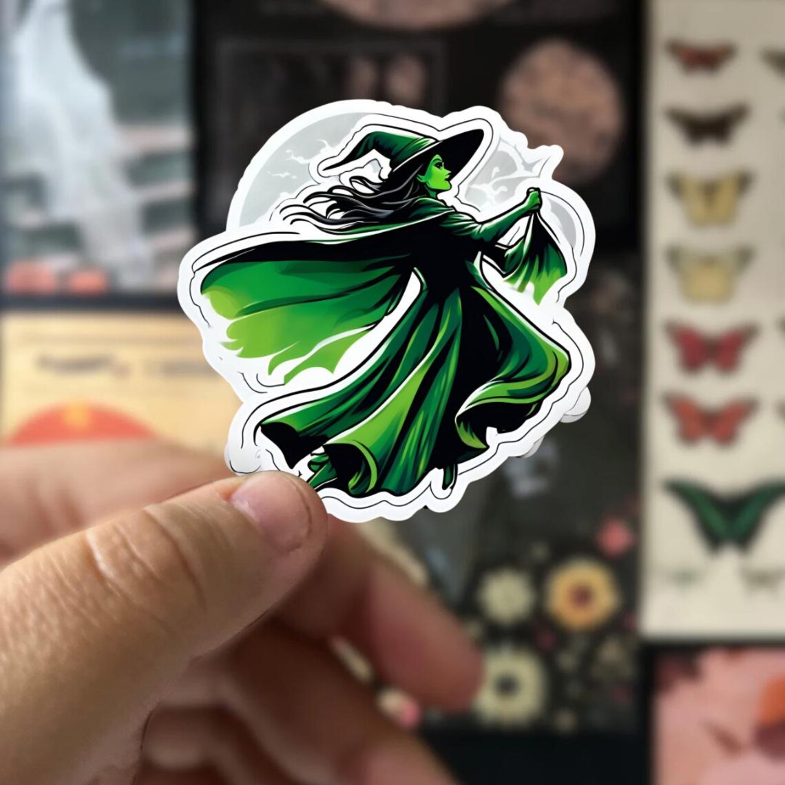 Elphaba Flying Sticker Flowing Black and Green Ombre Dress, Wicked ...