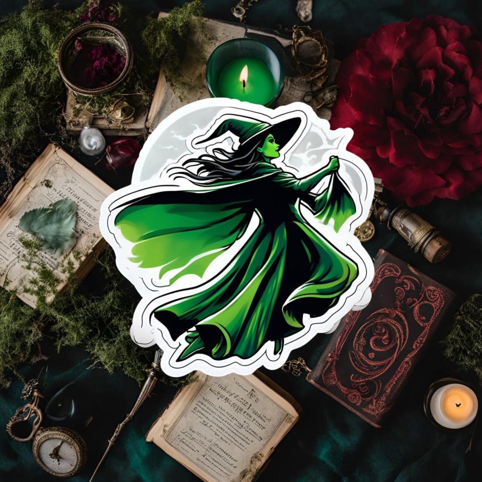 Elphaba Flying Sticker Flowing Black and Green Ombre Dress, Wicked ...