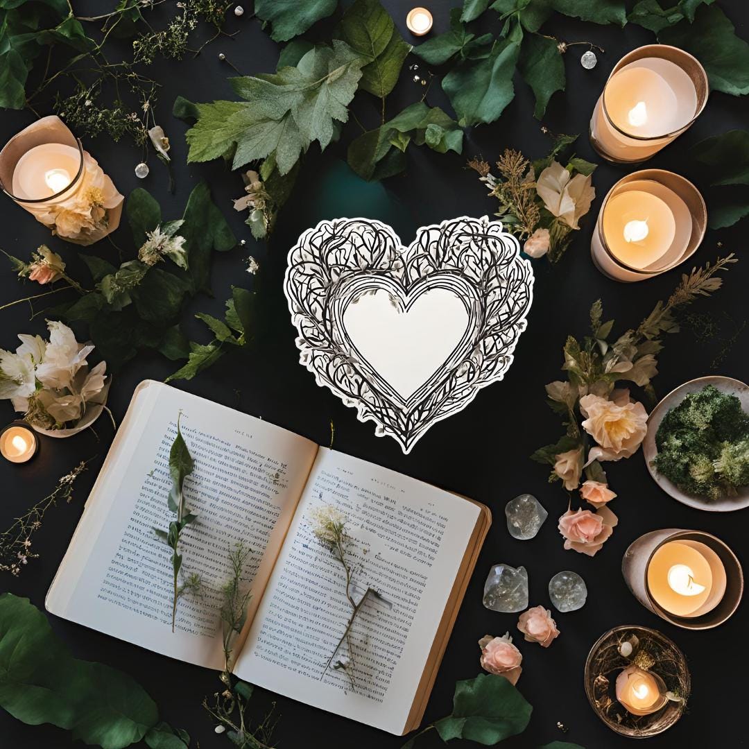 Healing Scars Sticker, Heart & Vines Illustration, Symbol of Emotional ...