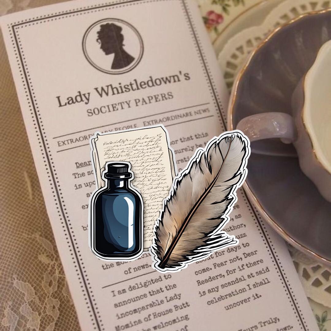 Bridgerton Netflix Quill and Ink Sticker Elegant Quill and Ink Bottle ...