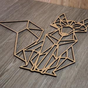 Fox Geometric Low Poly Wall Art, Animal Wall Hanging, Wall Decor, Wood ...